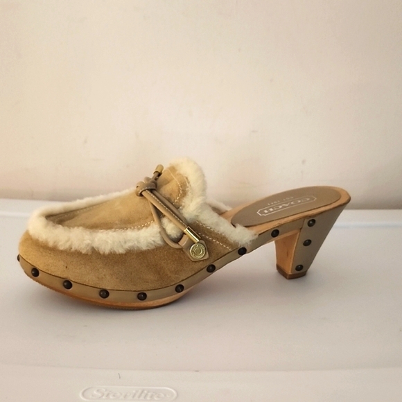 Coach | Shoes | Coach Ruthie Suede Clogmules Wfree Coach Wristlet ...
